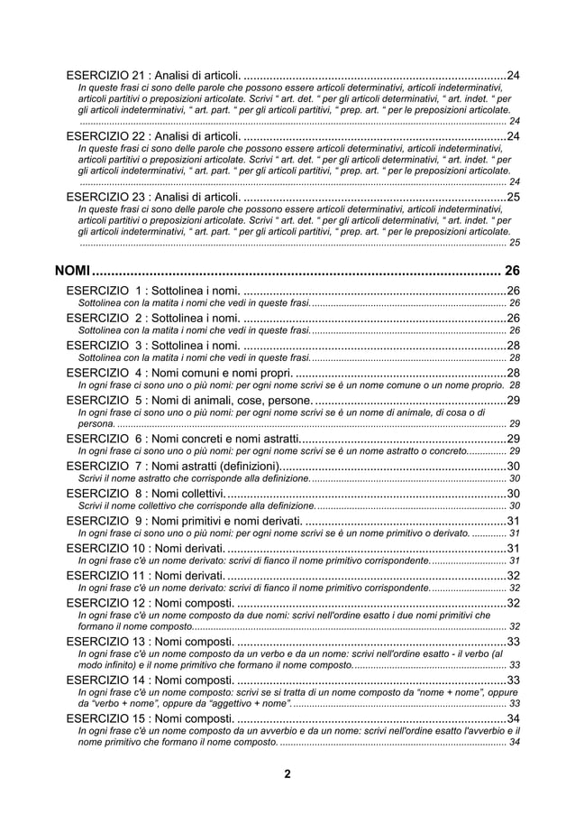 Grammatica italiana. esercizi | PDF