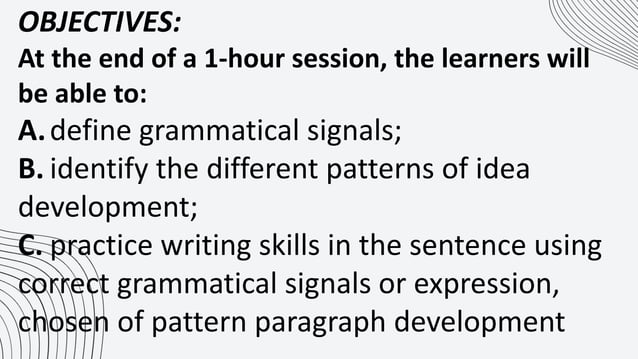 Grammatical Signals in English 8 1.pptx | Geography | Science