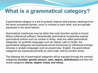 Grammatical categories and word classes | PPTX