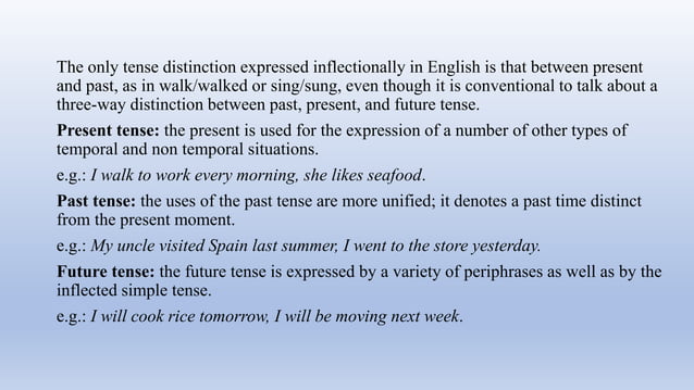 Tense and Definiteness. | PPT