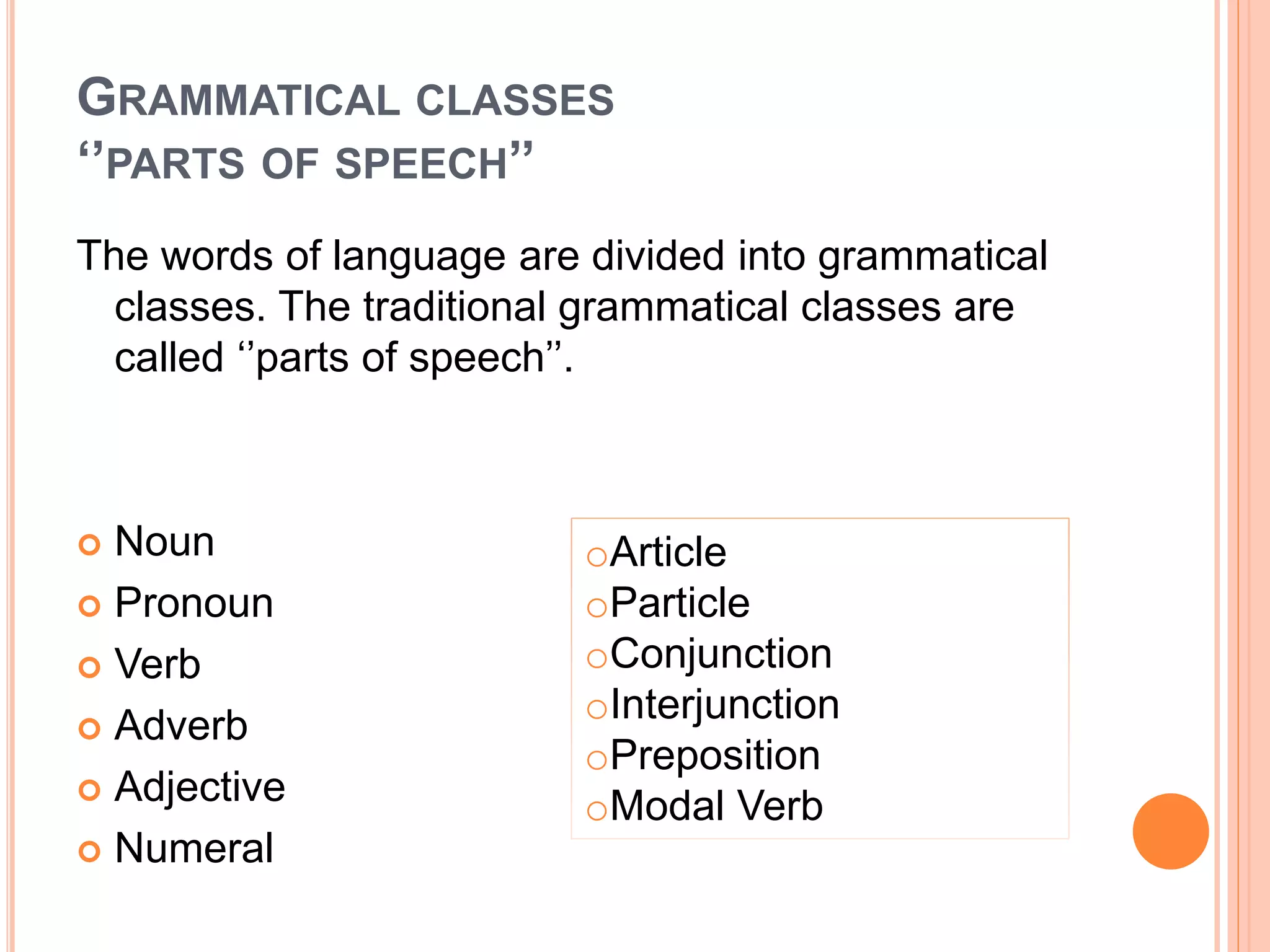 Grammatical classes of words | PPTX