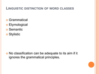 Grammatical classes of words | PPTX
