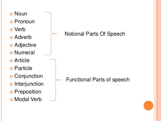 Grammatical classes of words