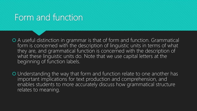 Grammatical Form And Grammatical Function Ppsx