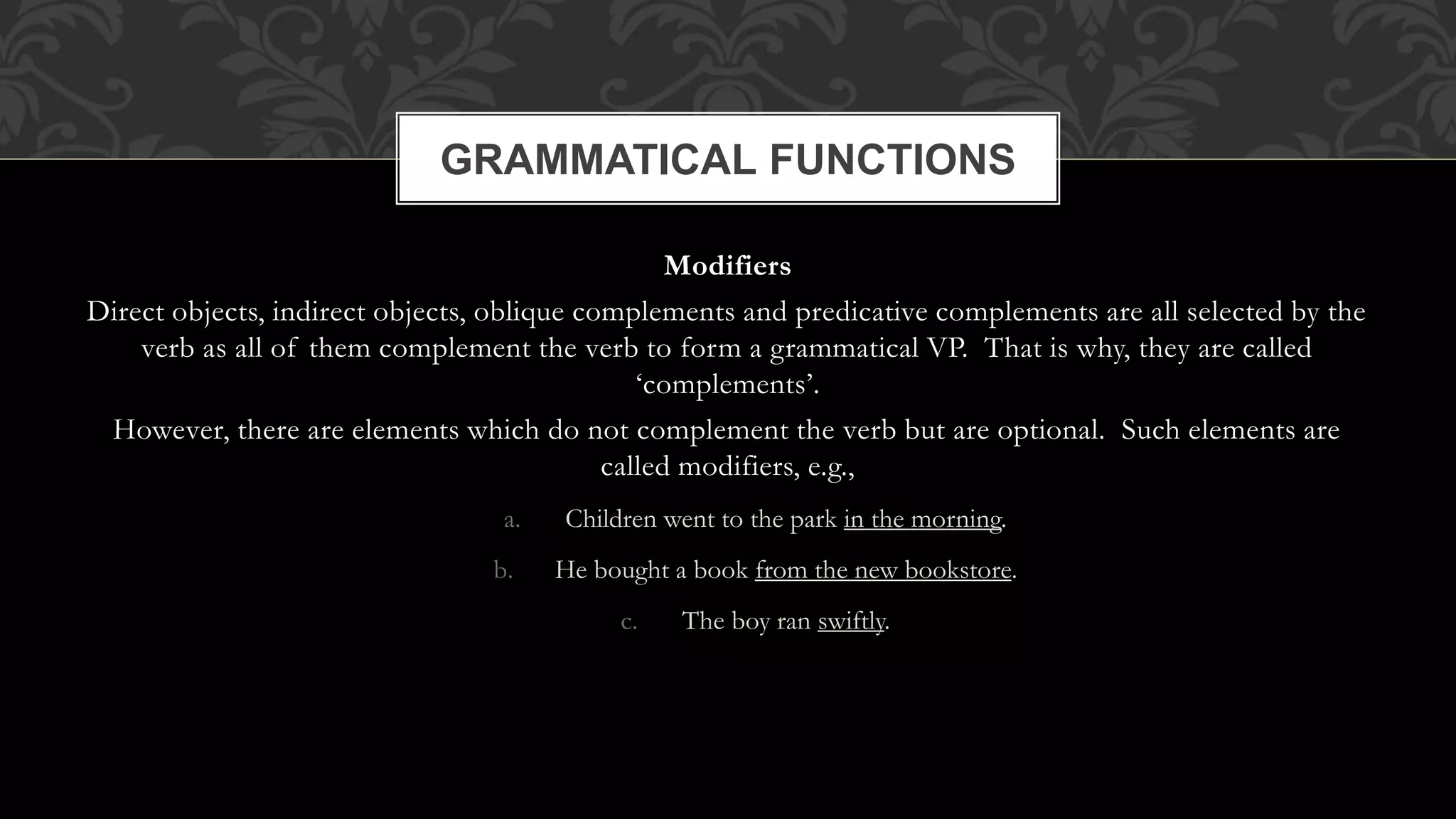 Grammatical functions | PPTX