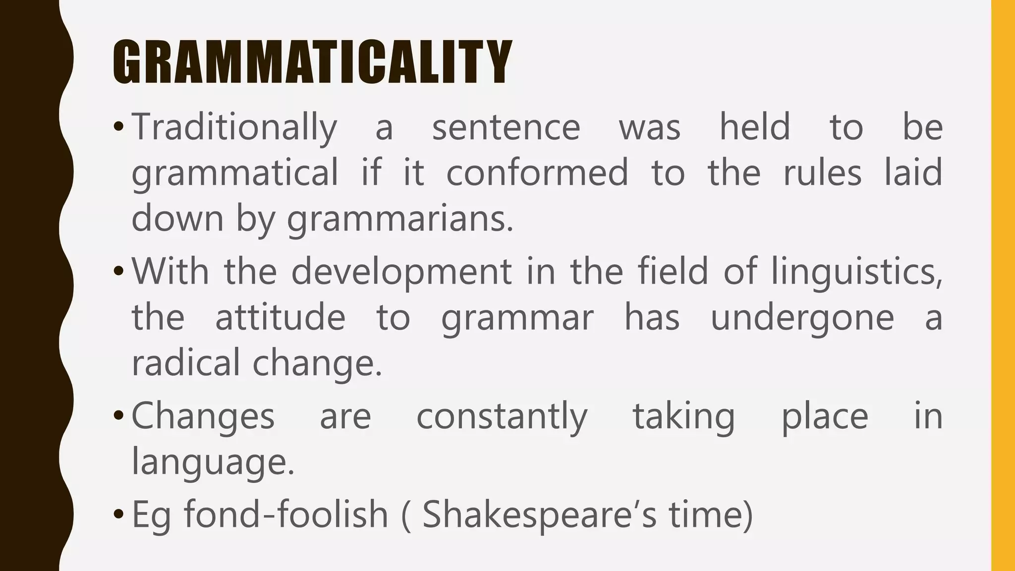 Grammaticality & Acceptability | PPTX