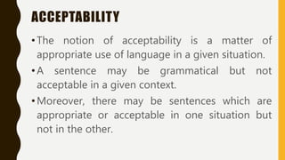 Grammaticality & Acceptability | PPTX