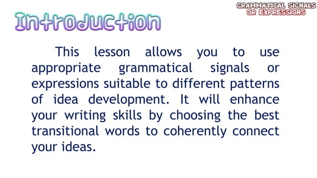 Appropriate grammatical signals or expressions | PPTX