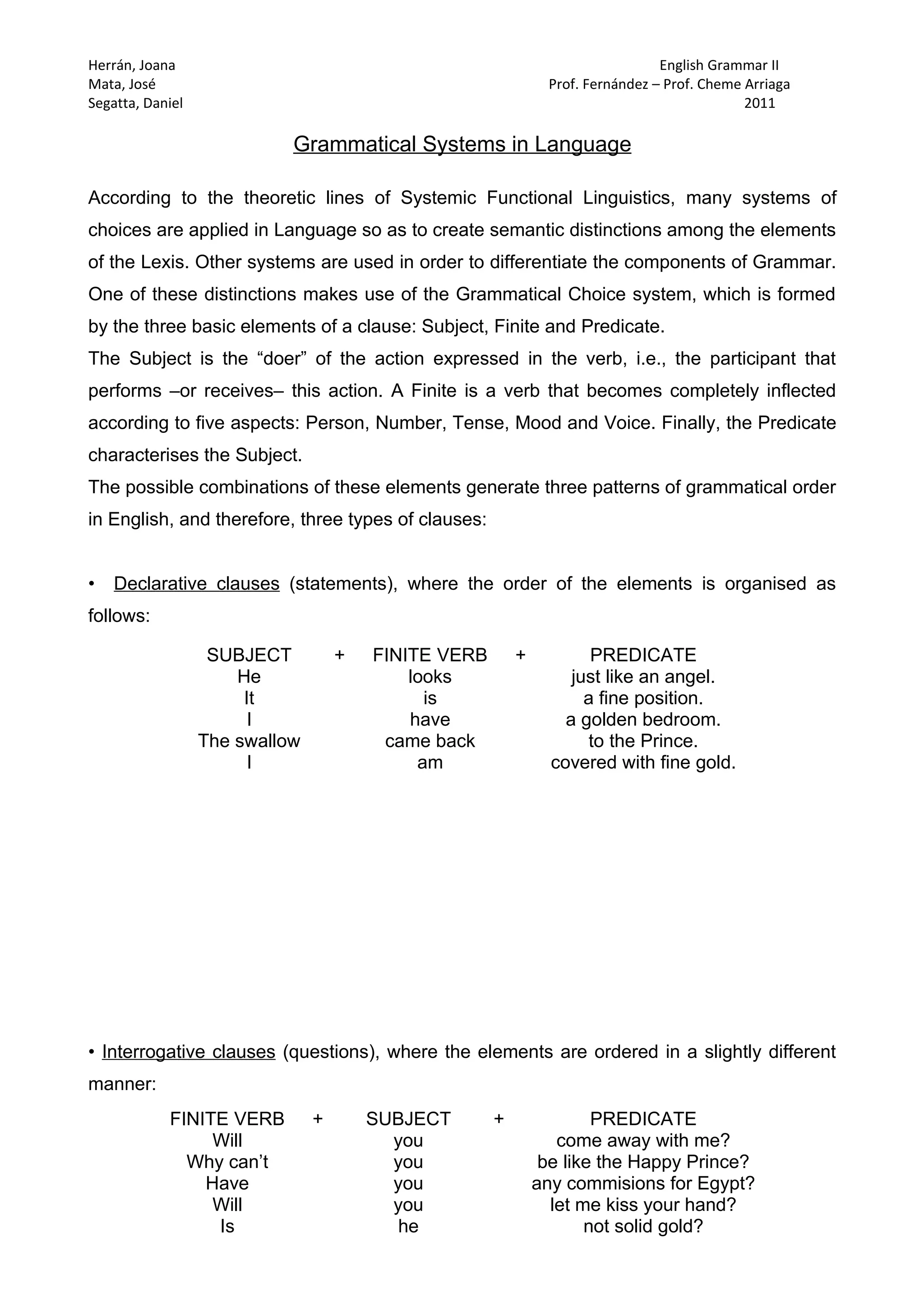 Grammatical systems (joana, jose, daniel) | DOC