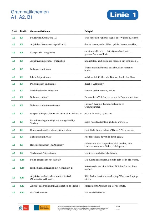 Linie 1 A2 Arbeitsblätter Grammatik Pdf