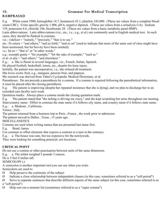 Grammer for medical transcription | DOC