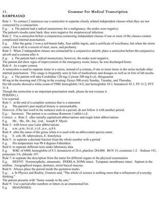 Grammer for medical transcription | DOC