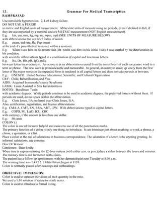 Grammer for medical transcription | DOC