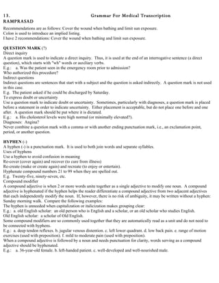 Grammer for medical transcription | DOC