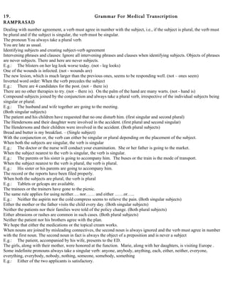 Grammer for medical transcription | DOC