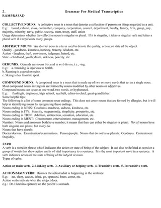 Grammer for medical transcription | DOC