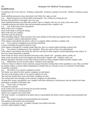 Grammer for medical transcription | DOC