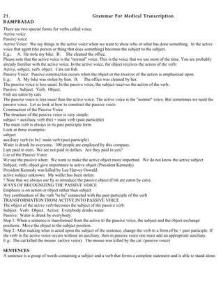 Grammer for medical transcription | DOC
