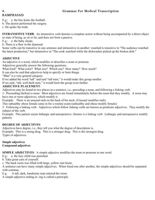 Grammer for medical transcription | DOC
