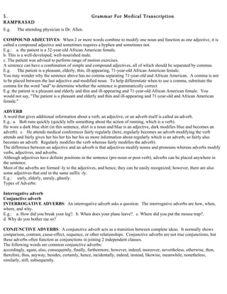 Grammer for medical transcription | DOC