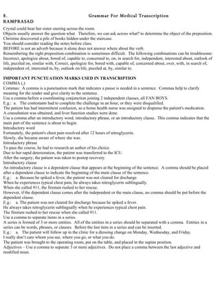 Grammer for medical transcription | DOC