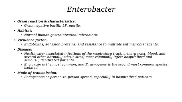 Gram negative bacilli (Enterobacteriaceae) | PPTX | Infectious Diseases ...