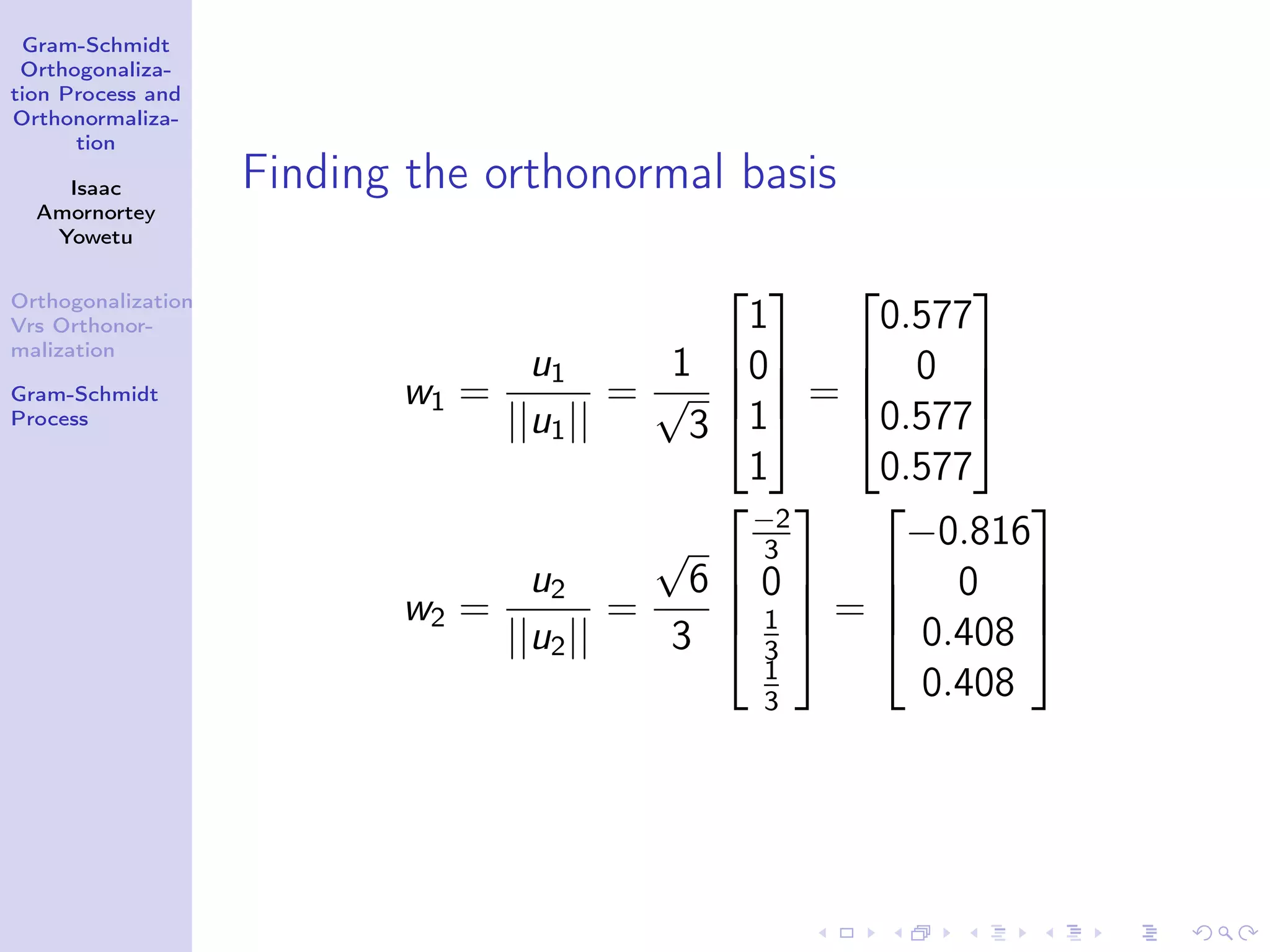 Gram schmidt orthogonalization | Orthonormal Process | PDF