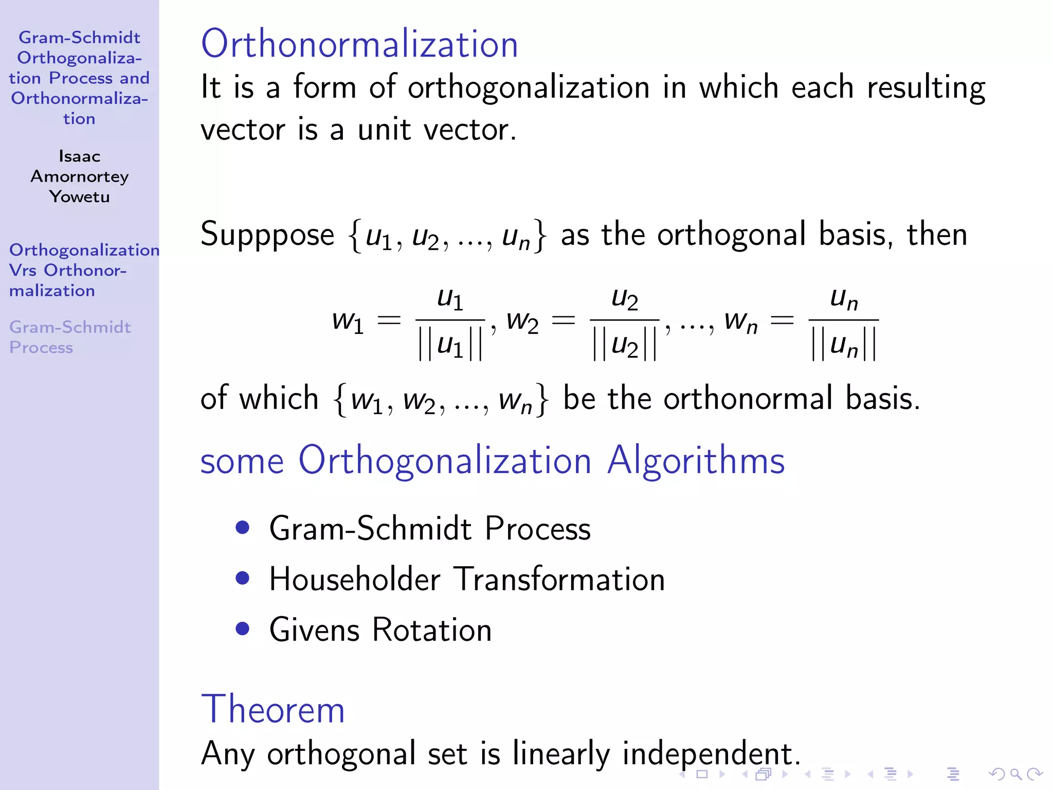 Gram Schmidt Orthogonalization Orthonormal Process Pdf