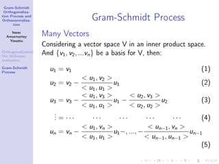 Gram schmidt orthogonalization | Orthonormal Process | PDF