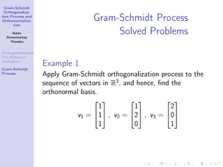 Gram schmidt orthogonalization | Orthonormal Process | PDF