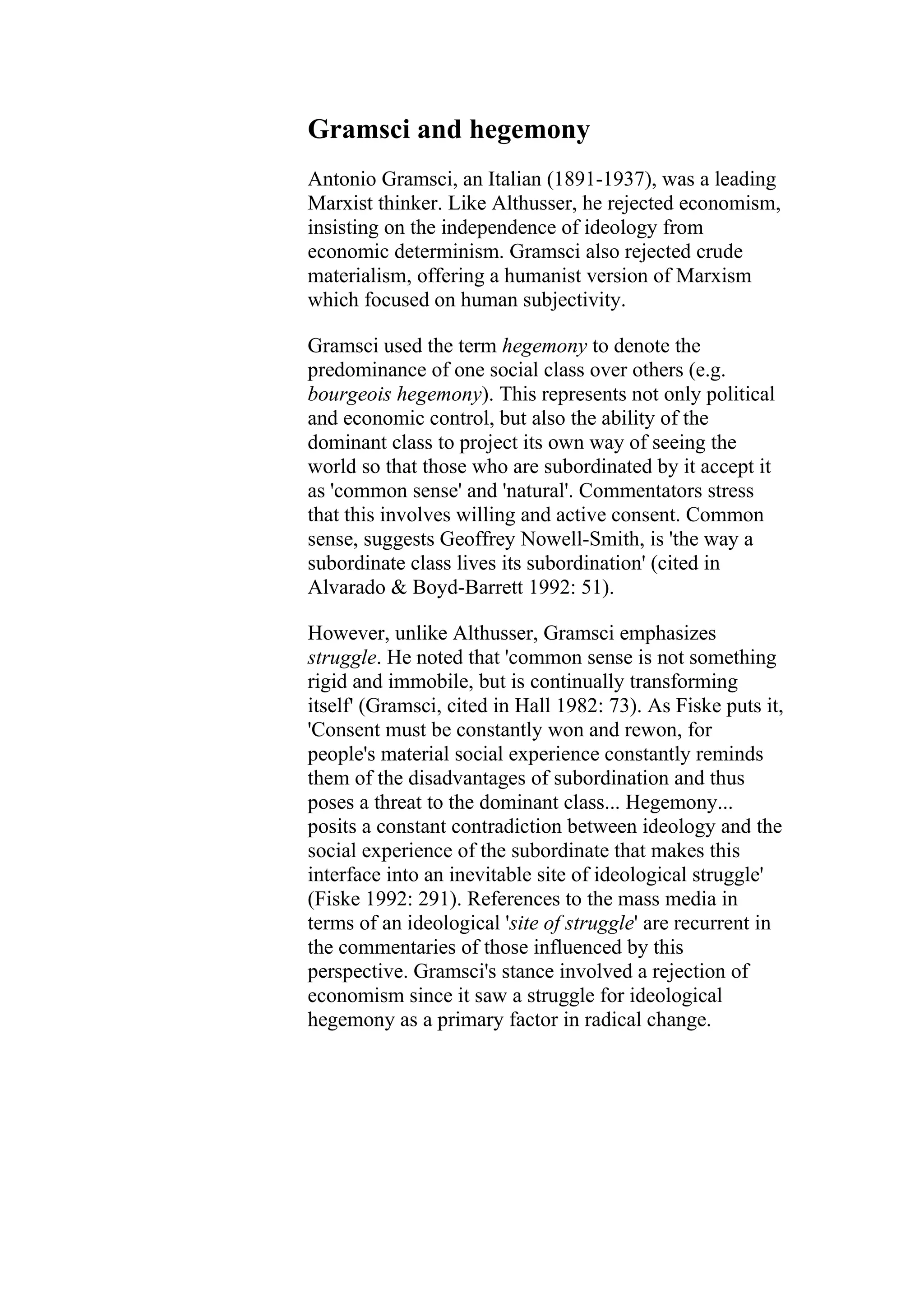 Gramsci and hegemony | DOC