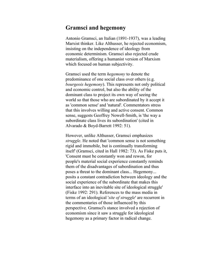 Gramsci and hegemony | DOC