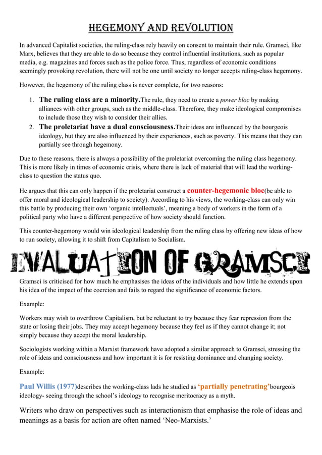 Gramsci and hegemony | DOCX