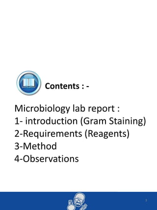 Gram stain lab report - by asem shadid | PPTX