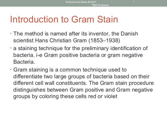 Gram stain procedure