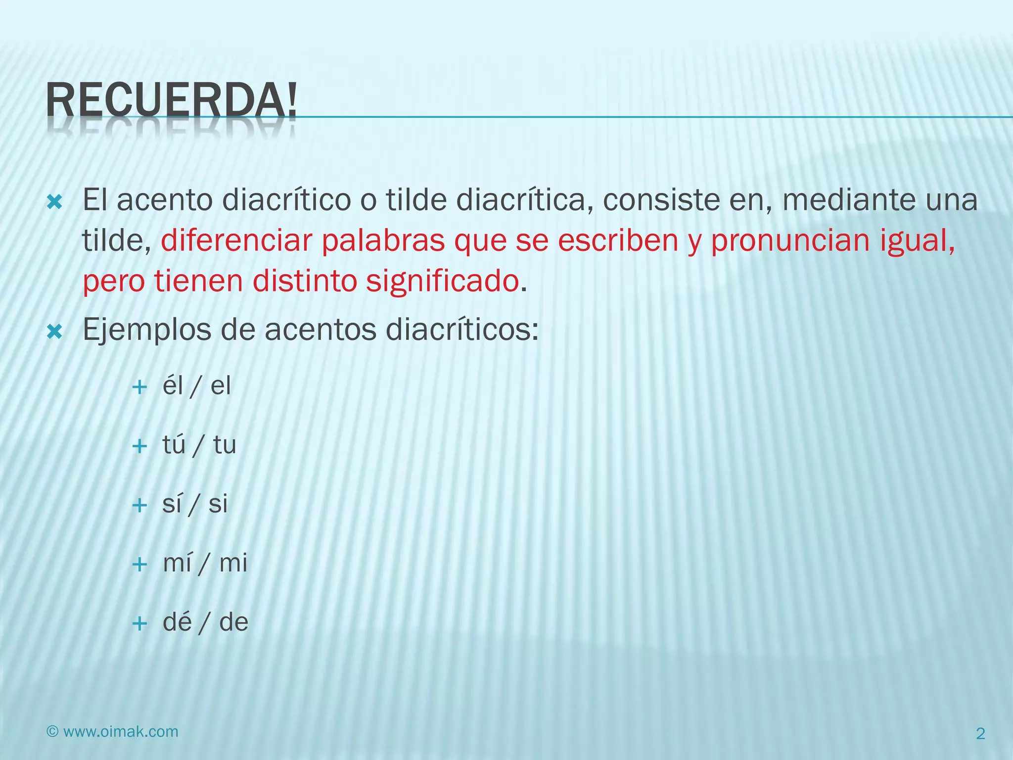 Gramática castellana. Acentos diacriticos | PDF | Books and Literature