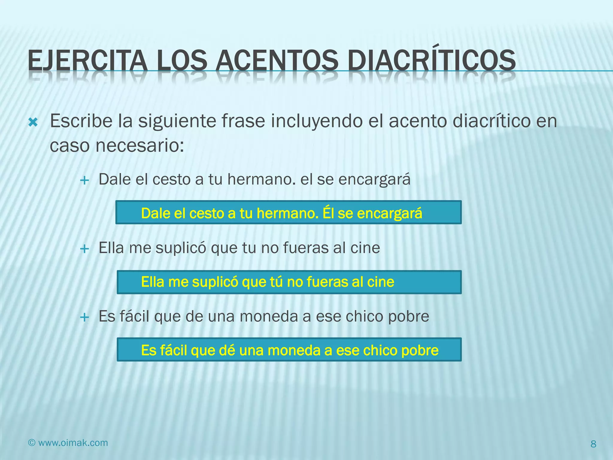 Gramática castellana. Acentos diacriticos | PPT