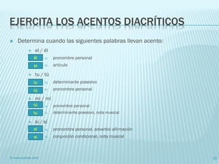 Gramática castellana. Acentos diacriticos | PDF