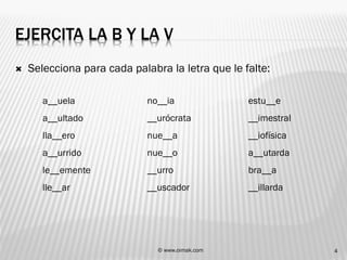 Gramatica castellana. Uso de la B i la V en la ortografía castellana | PDF