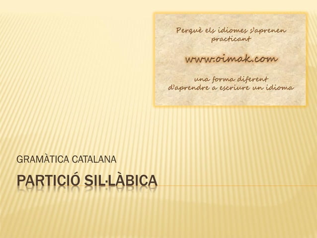 Gramatica catalana particio sil·labica | PDF