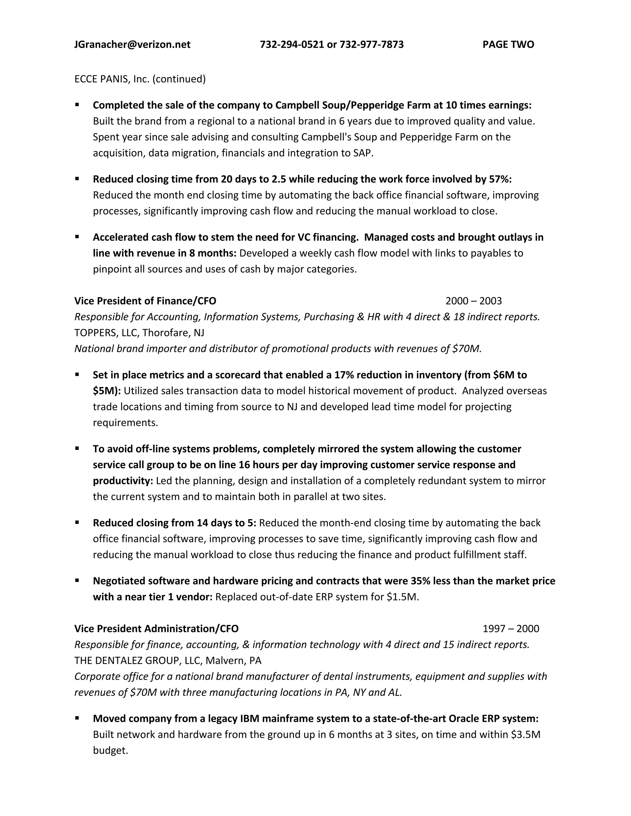 Jim Granacher\'s Resume | DOC