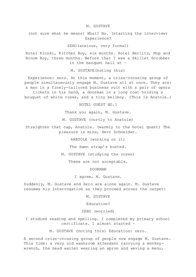 Grand budapest hotel script | DOCX | Hotels and Motels | Travel Type