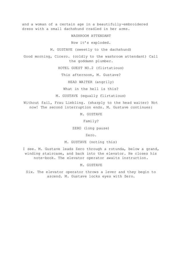 Grand budapest hotel script | DOCX | Hotels and Motels | Travel Type