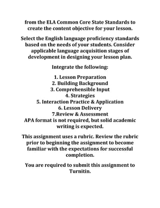 Grand canyon university esl 433 n week 7 assignment benchmark using sei ...