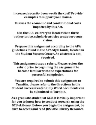Grand canyon university jus 505 week 8 assignment patriot act essay new ...