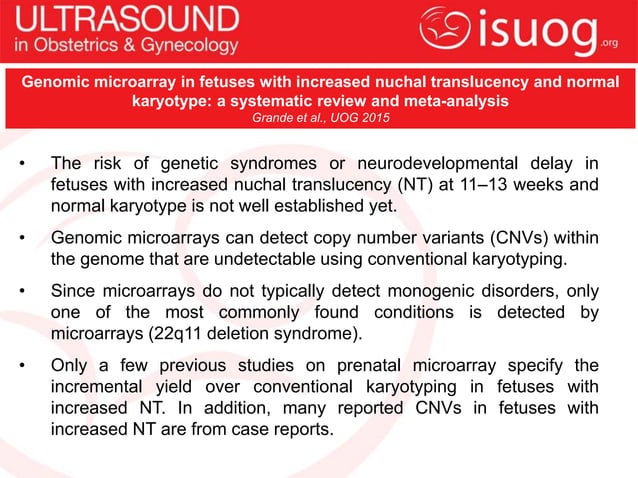 UOG Journal Club: Genomic microarray in fetuses with increased nuchal ...