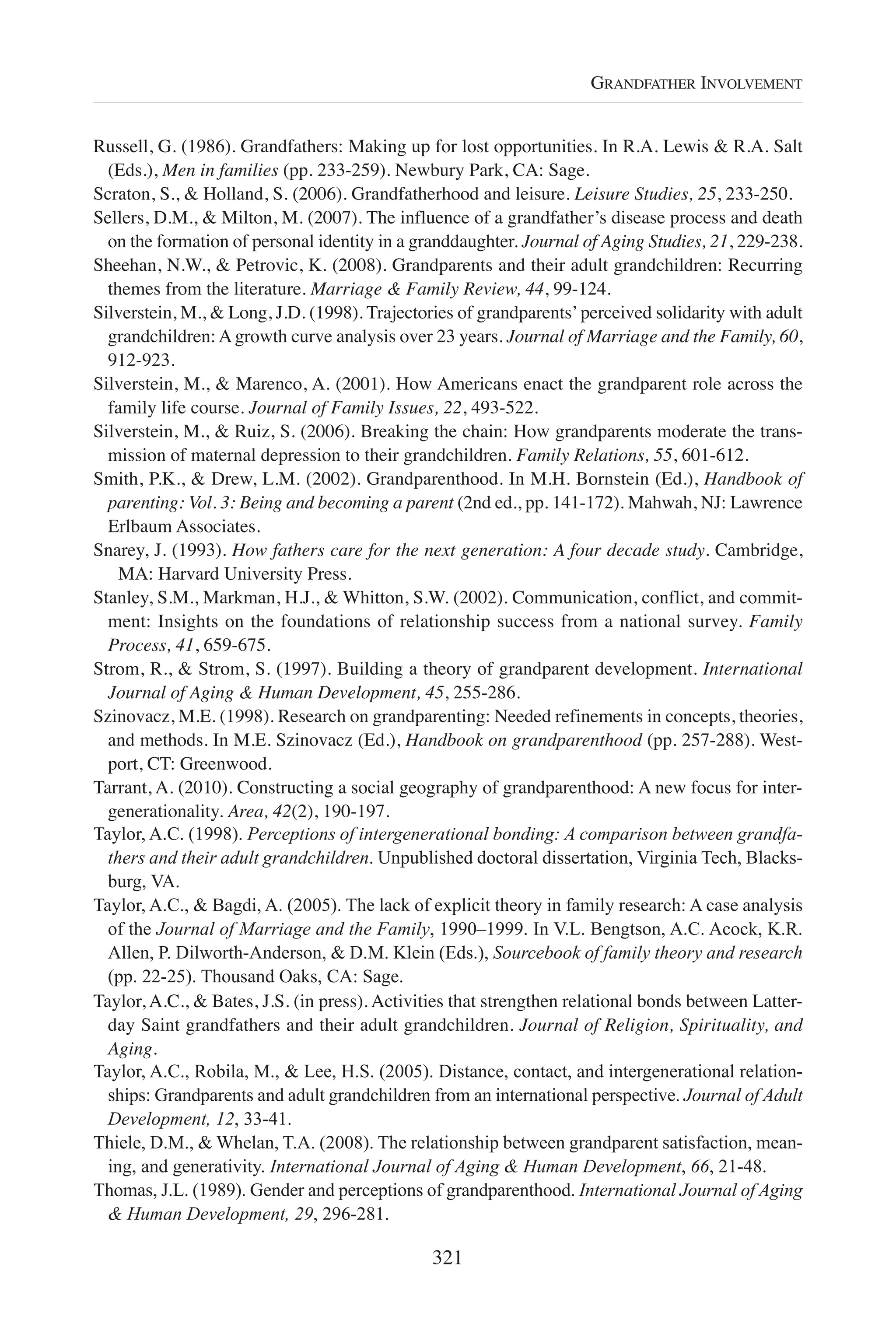 Grandfather Involvement: Contact Frequency, Participation in Activities ...