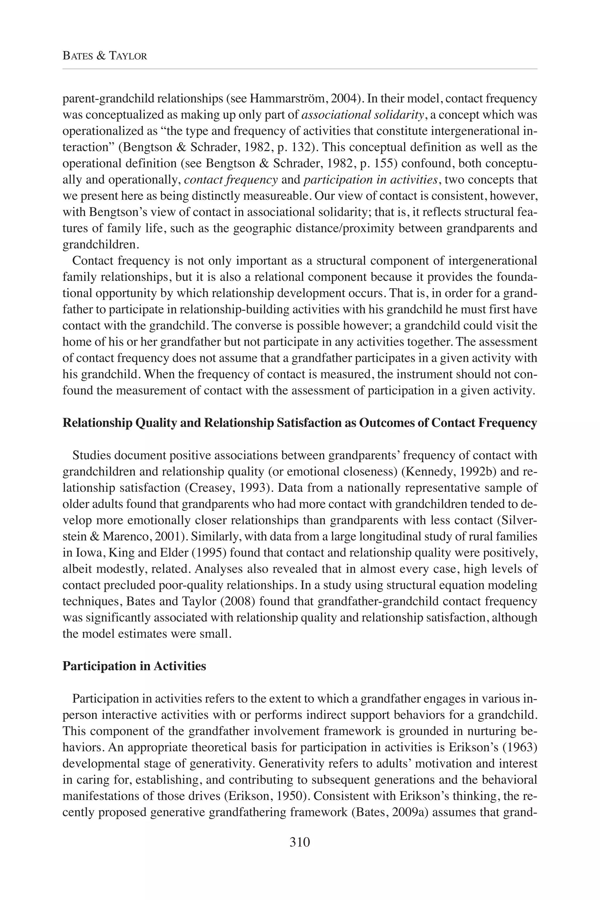 Grandfather Involvement: Contact Frequency, Participation in Activities ...