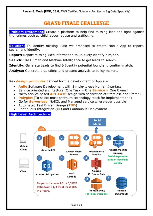 AWS Big Data Solution to find missing children | PDF