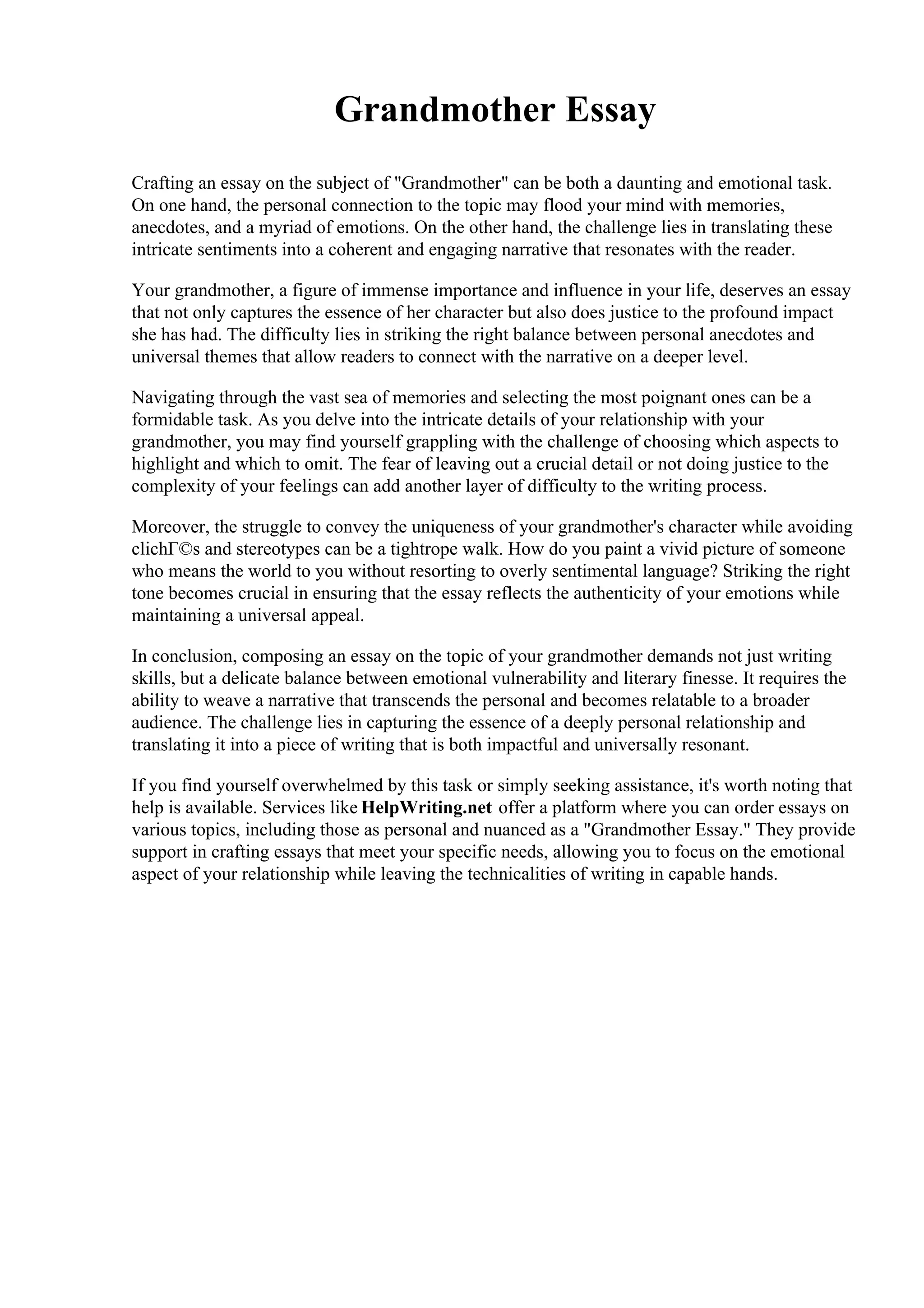 Grandmother Essay.pdfGrandmother Essay | PDF